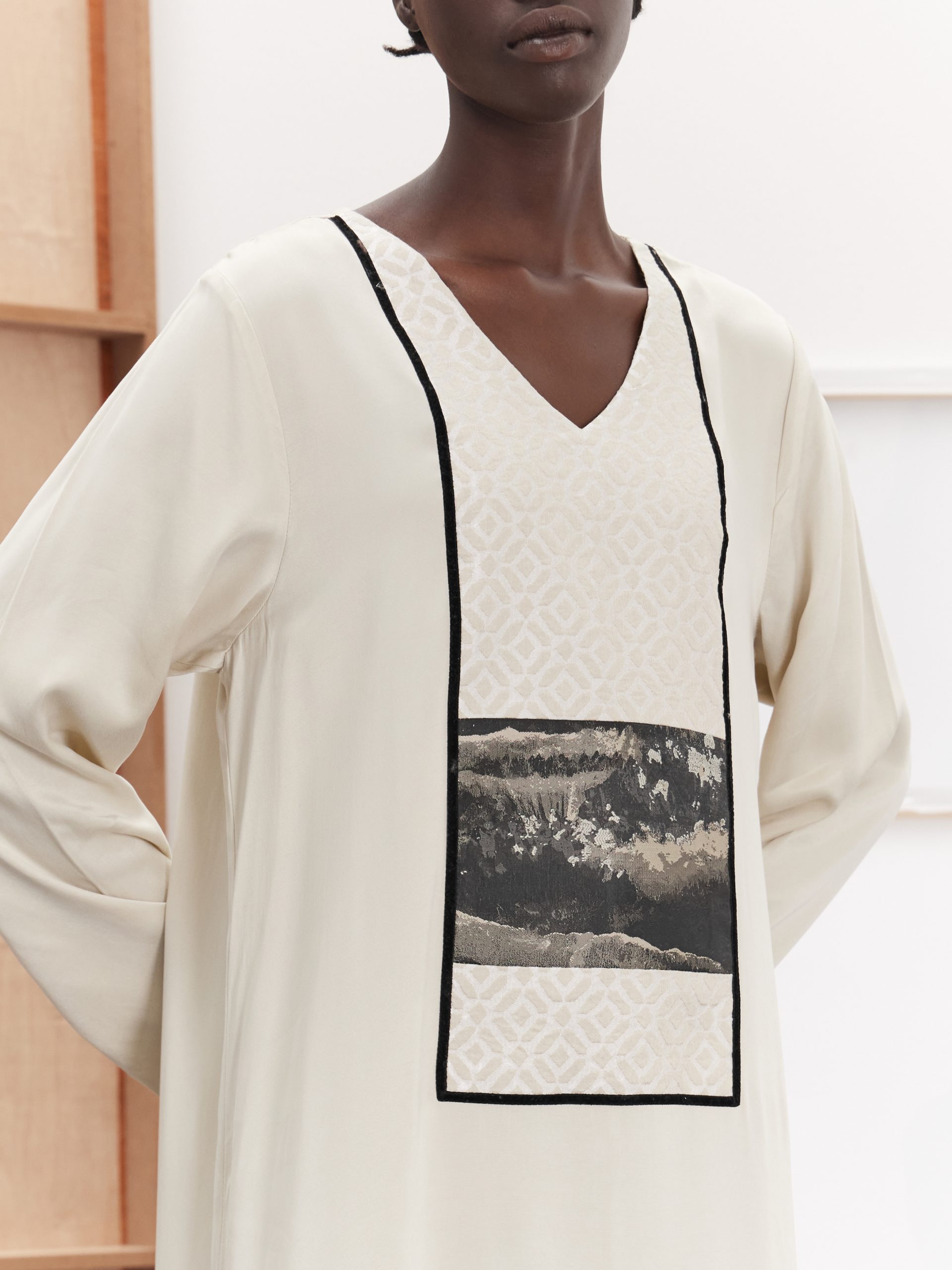 beige silk dress - Zah Design