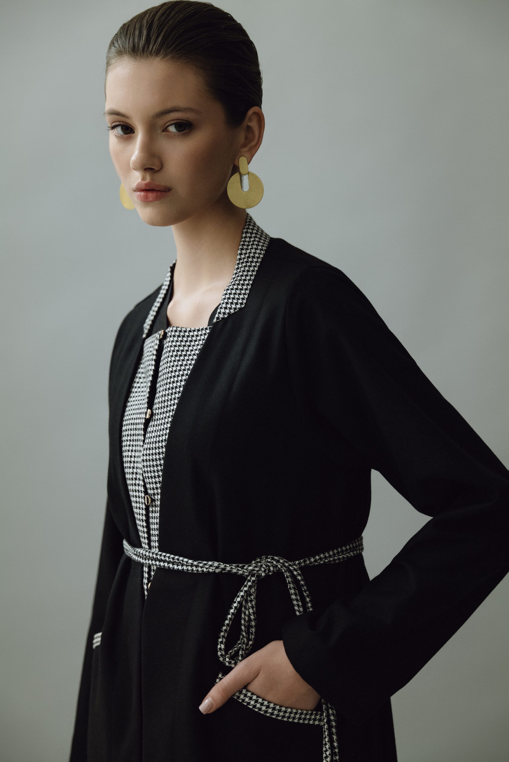 black cotton with gold button - Zah Design