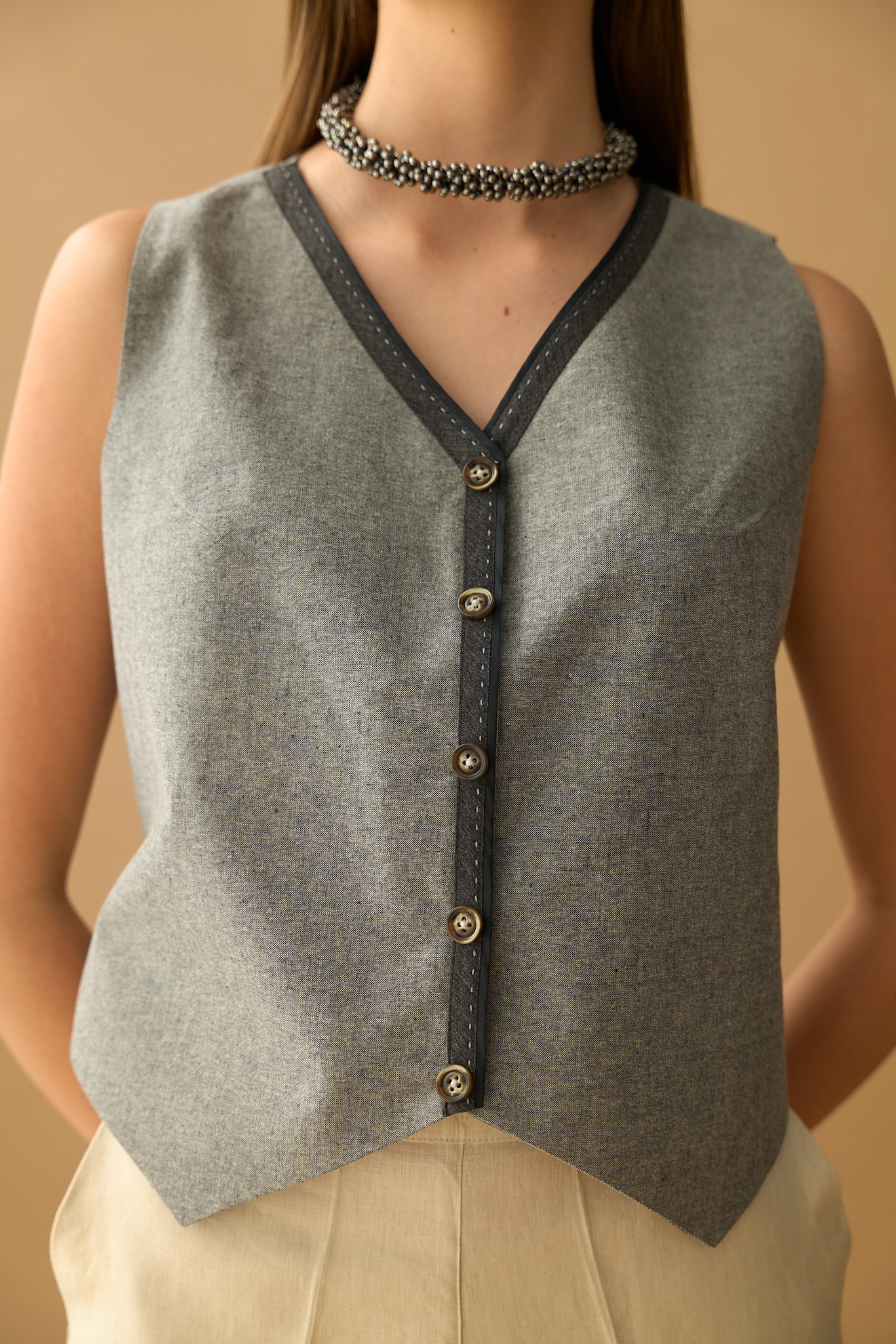 gray vest - Zah Design