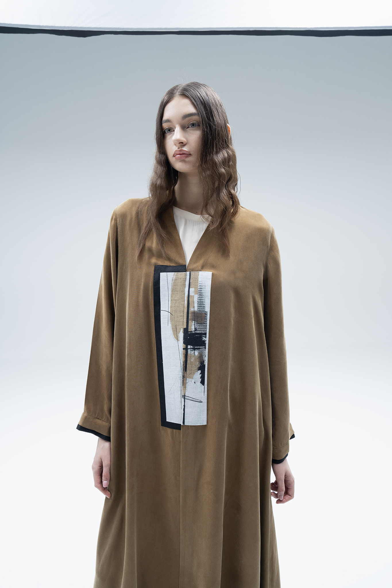 Brown silk with art - Zah Design